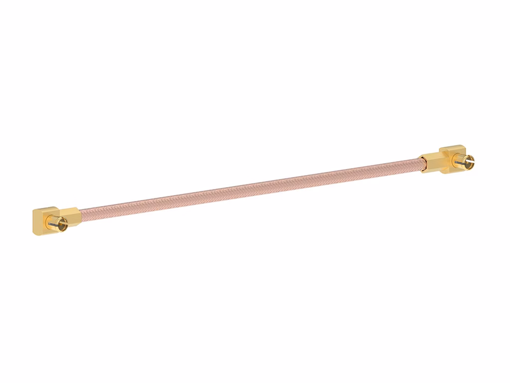 MCX Right-Angle Plug to FAKRA SMB Jack Bulkhead Keying Code D Bordeaux Violet on RG-316 Cable, 90.00mm Length, 50 Ohms