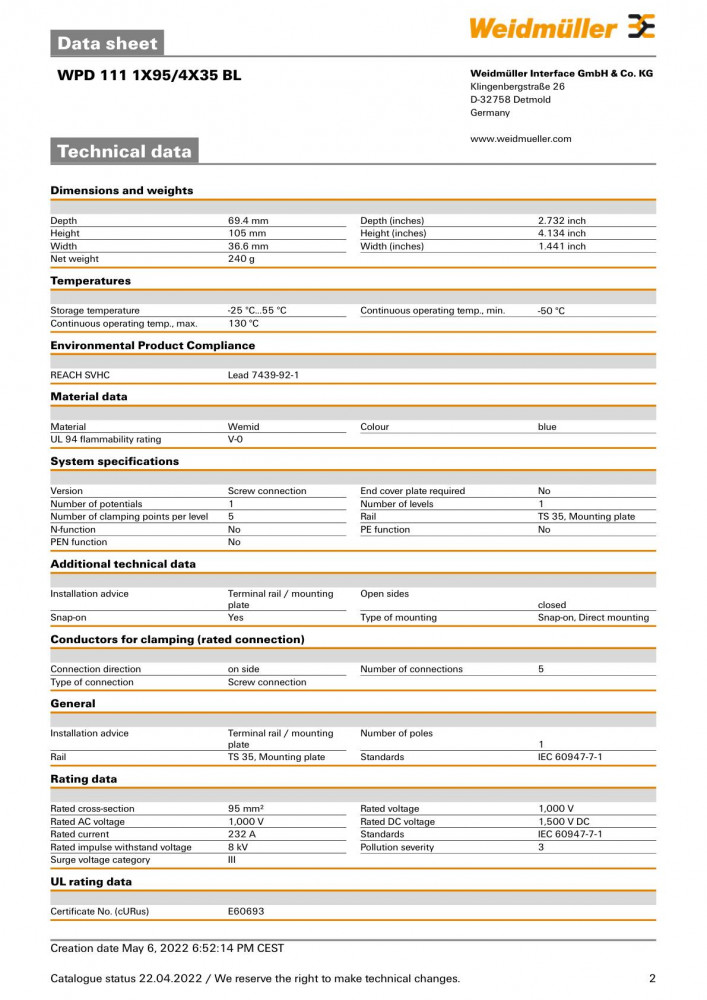 WPD 111 product documentation page 2