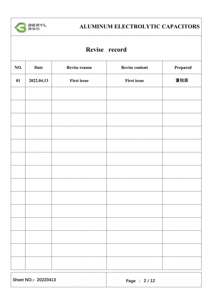 Specification sheet page 2