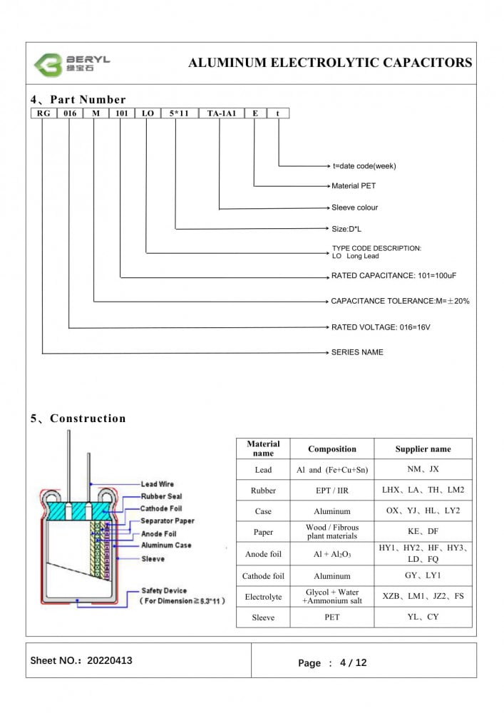 Specification sheet page 4