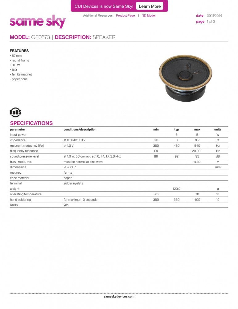 GF0573 technical document page 1