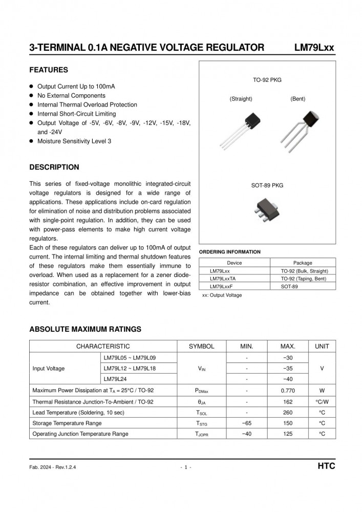 LM79L09F datasheet page 1