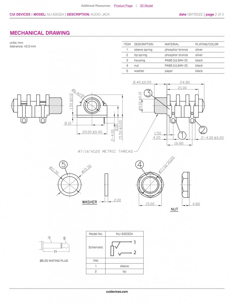 MJ-63032A datasheet page 2