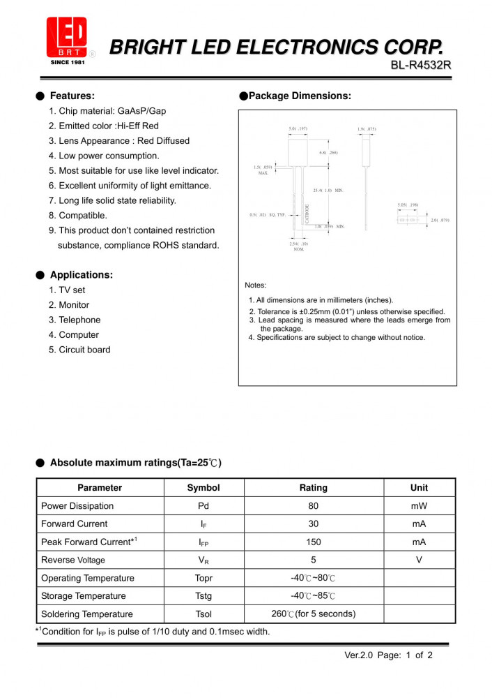 BL-R4532R datasheet page 1