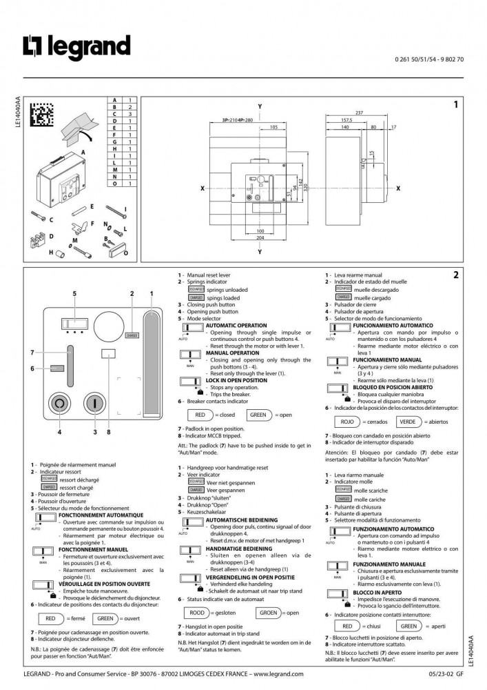 Legrand 026154 product documentation page 1