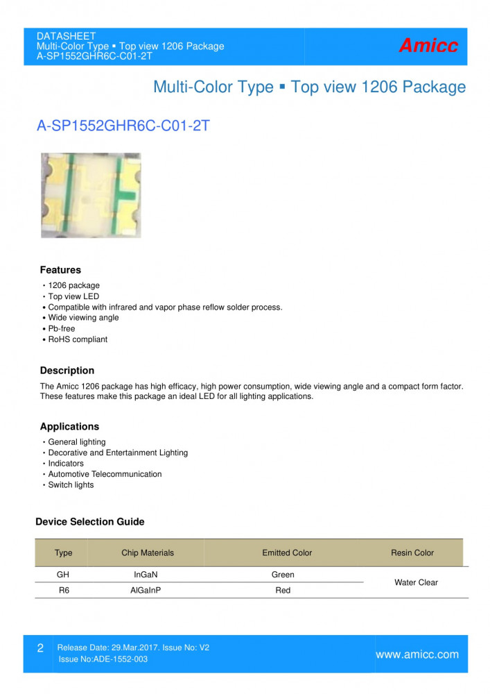 A-SP1552GHR6C-C01-2T datasheet page 2