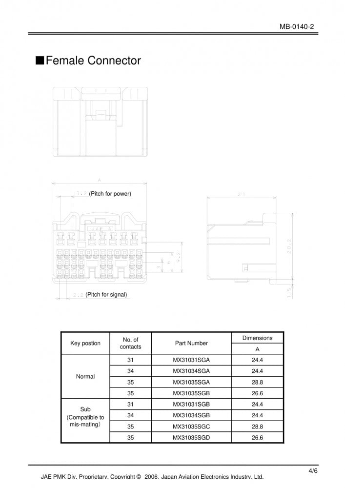 JAE MX31 series document page 4
