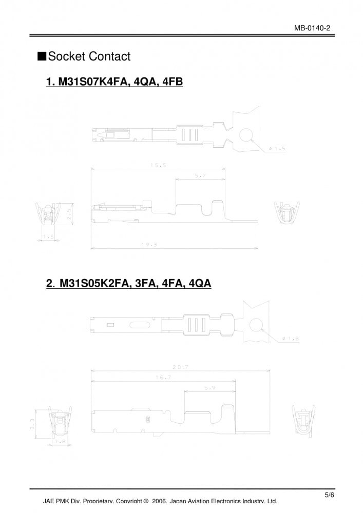 JAE MX31 series document page 5