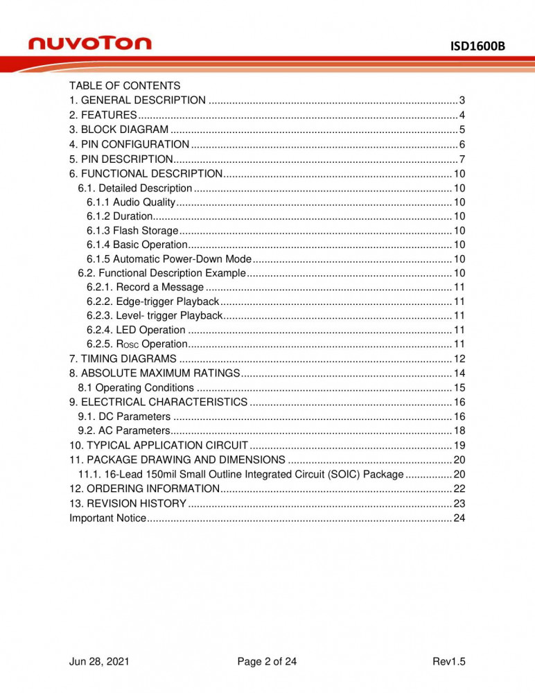 ISD1600B datasheet page 2