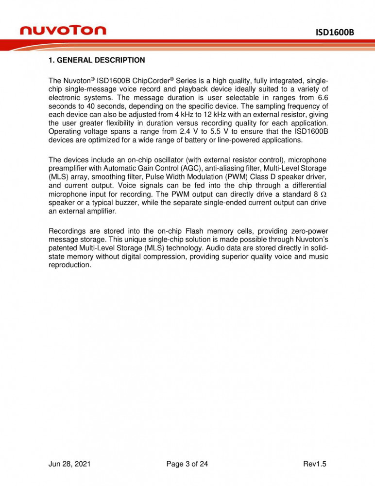 ISD1600B datasheet page 3