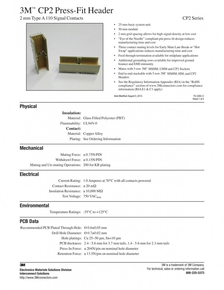 3M CP2-HA110-GC1-KR technical document page 1