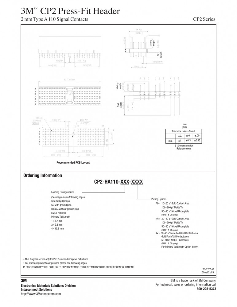 3M CP2-HA110-GC1-KR technical document page 2