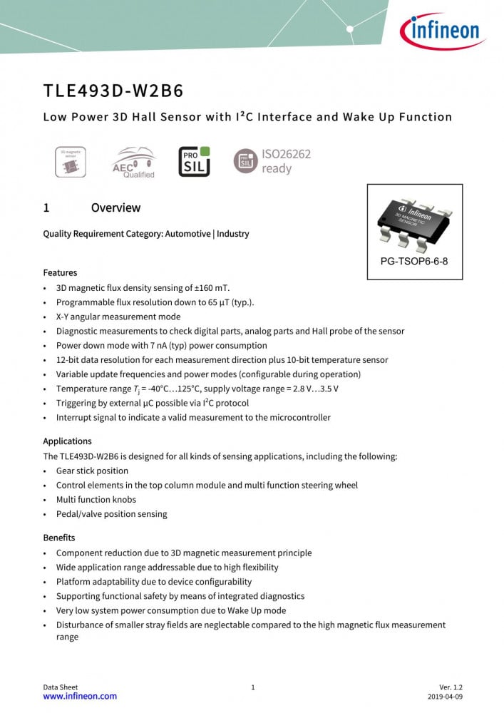 TLE493DW2B6 datasheet page 1