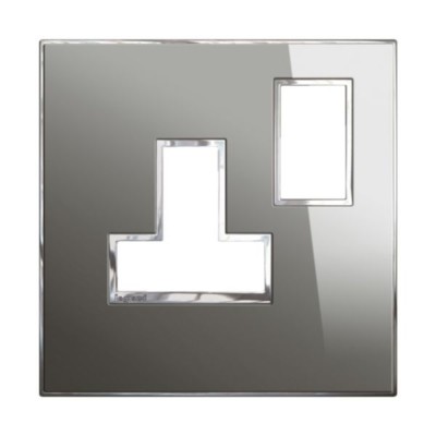 Arteor - British standard plate for 5A 13A switched socket outlet 1 gang - Reflective stainless steel - Glossy snap-on cover frame for sale