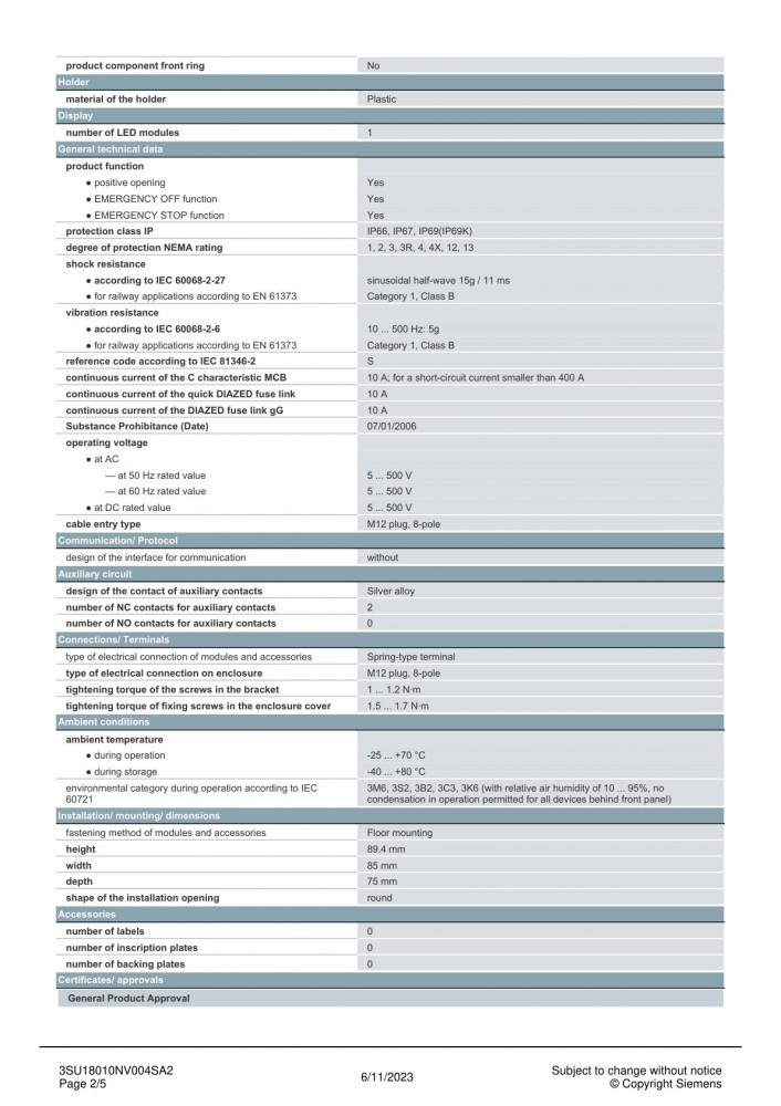 SIEMENS product documentation page 2