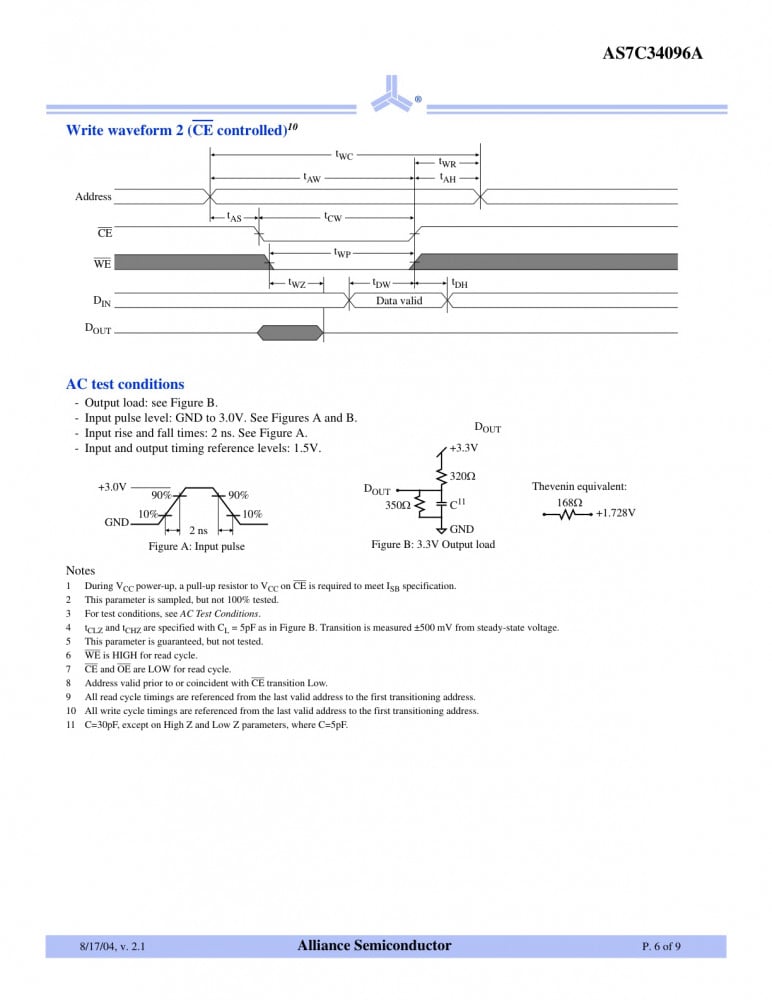 AS7C34096A datasheet page 6