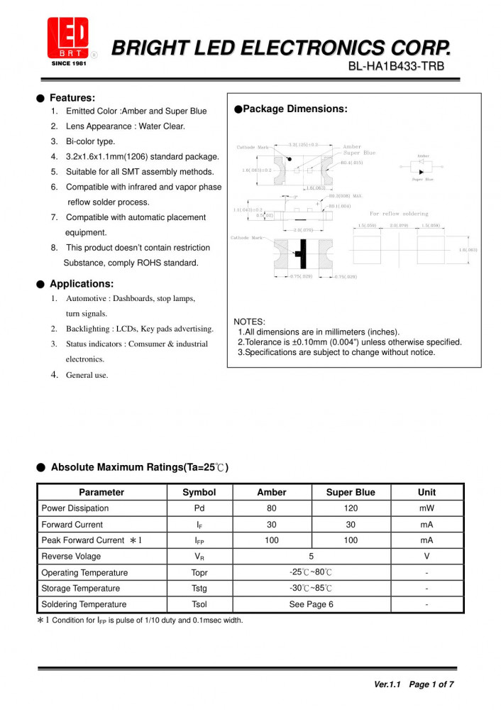 BL-HA1B433-TRB datasheet page 1