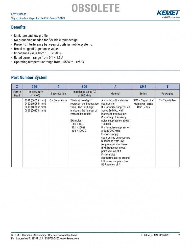 KEMET Z-SMS datasheet page 2