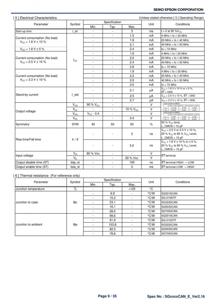 EPSON datasheet page 9