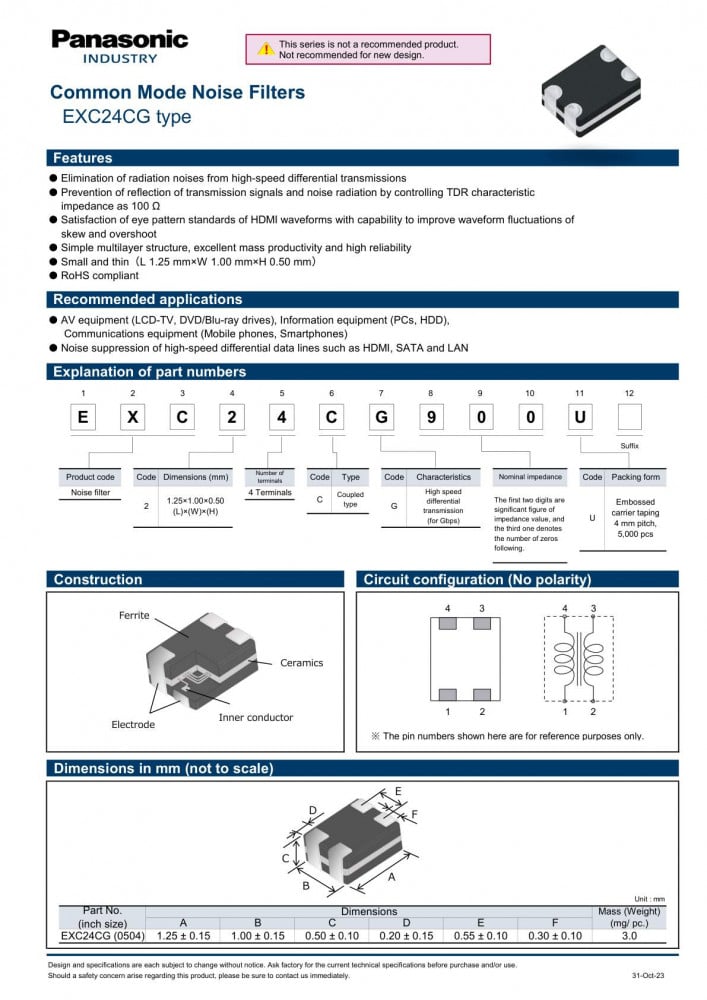 EXC-24CG240U technical document page 1