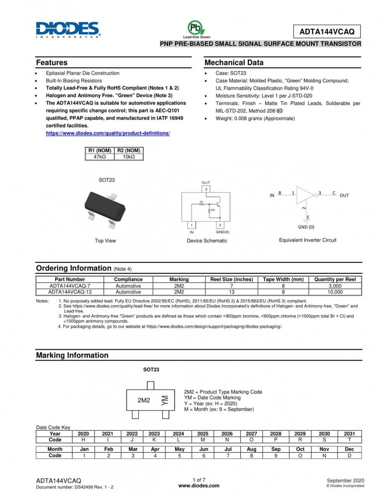 ADTA144VCAQ-13 datasheet page 1