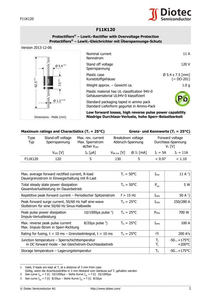 DIOTEC F11K120 datasheet page 1