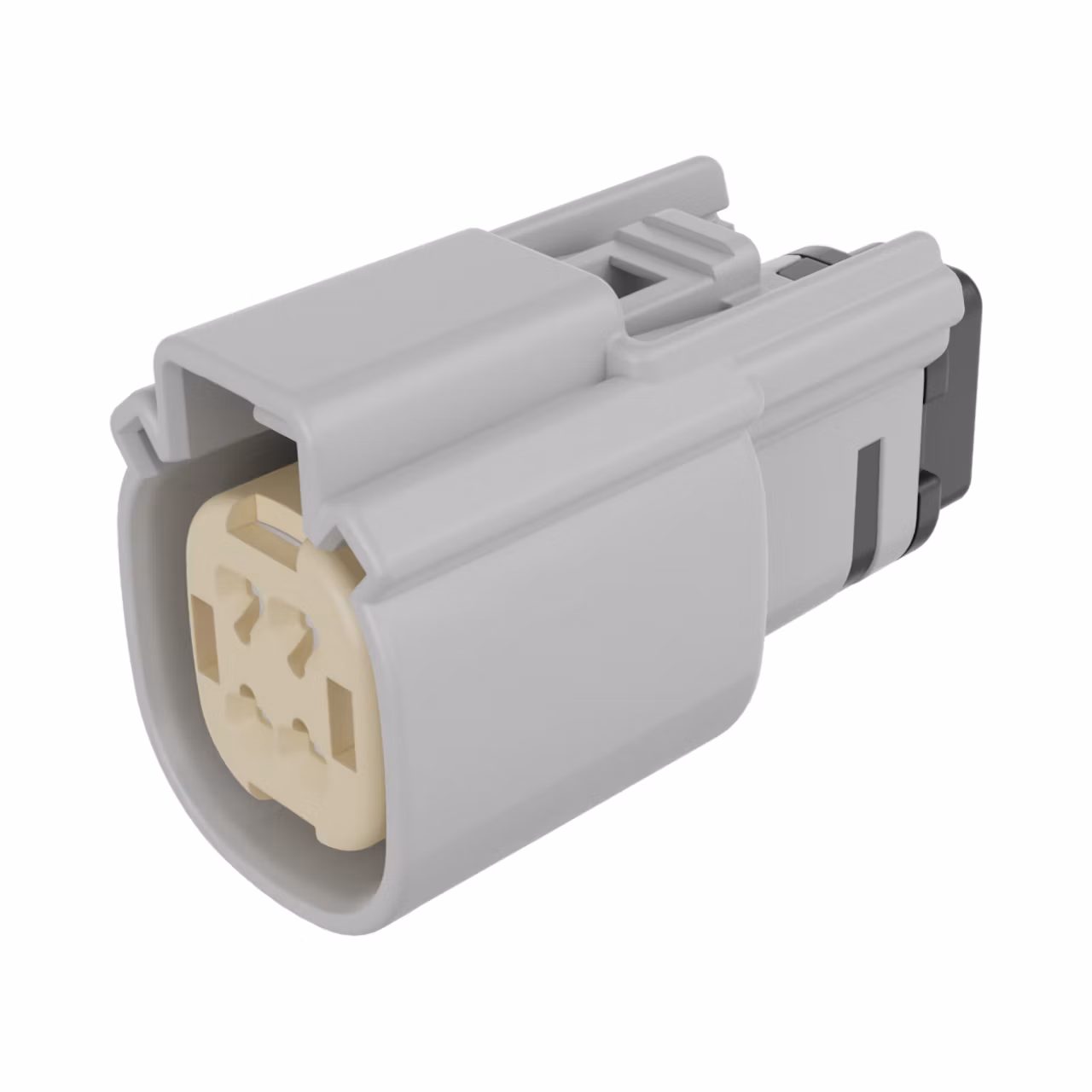 MX150 Mat-Sealed Female Connector Assembly, Dual Row, 4 Circuits, Keying Option D, without Connector Position Assurance, with Open Lengthened Grommet Cap, Stone Gray for sale
