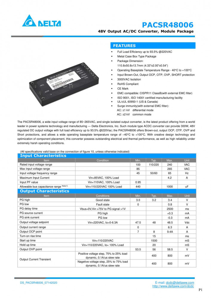 PACSR48006S datasheet page 1