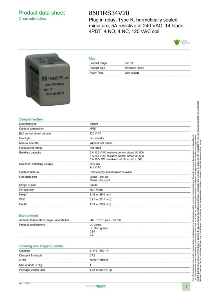 8501RS34V20 technical document page 1