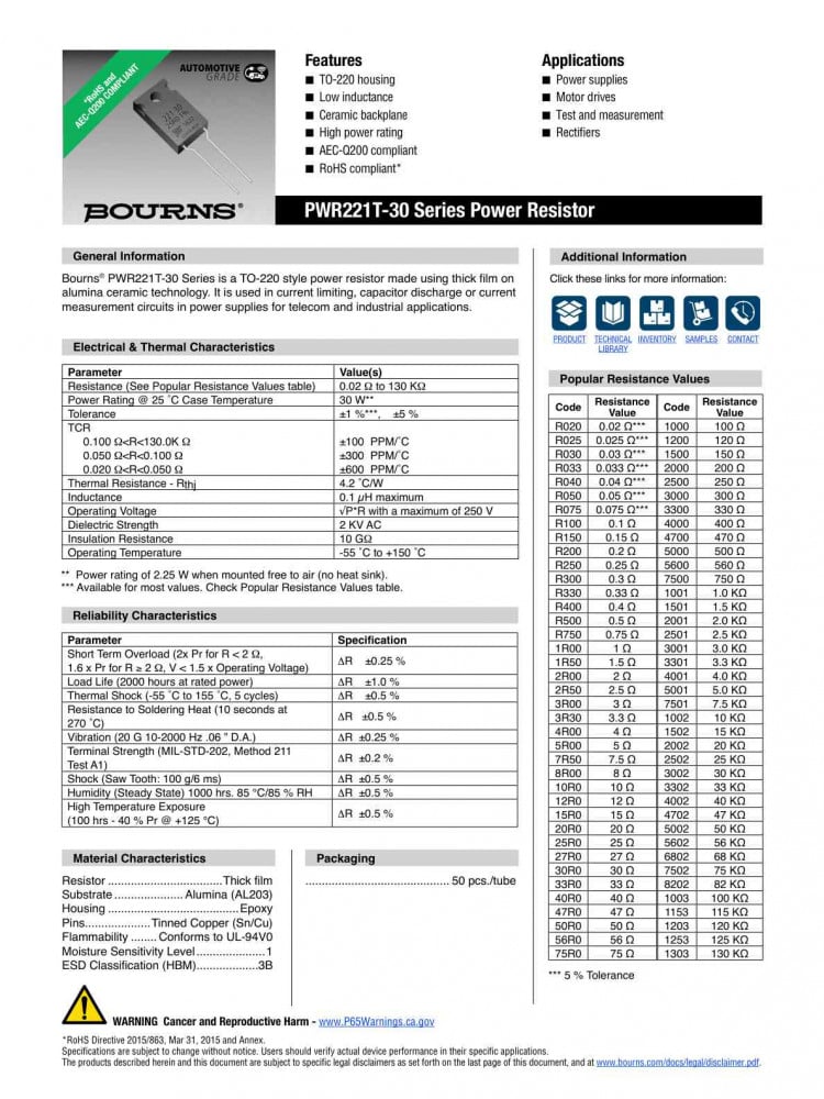 PWR221T-30 series datasheet page 1