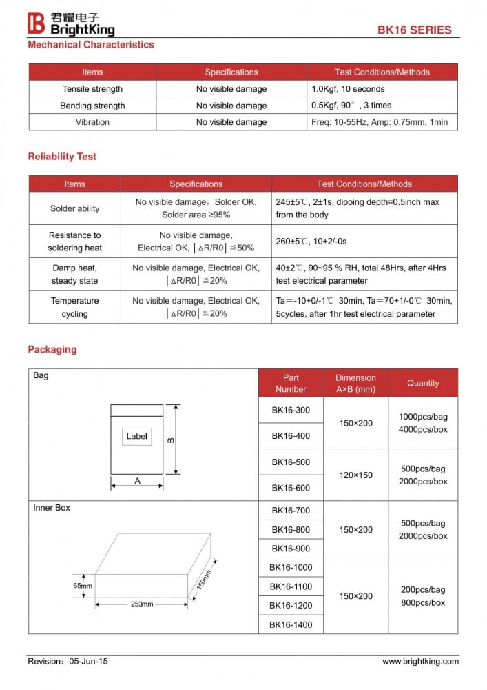 BK16 series datasheet page 5