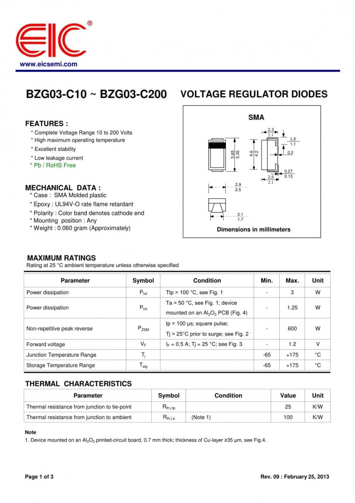 BZG03-C10 datasheet page 1