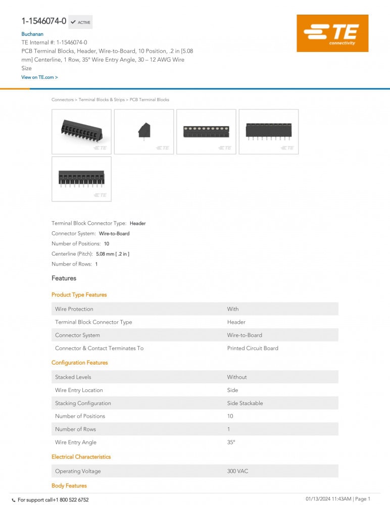 TE Connectivity 1-1546074-0 document page 1