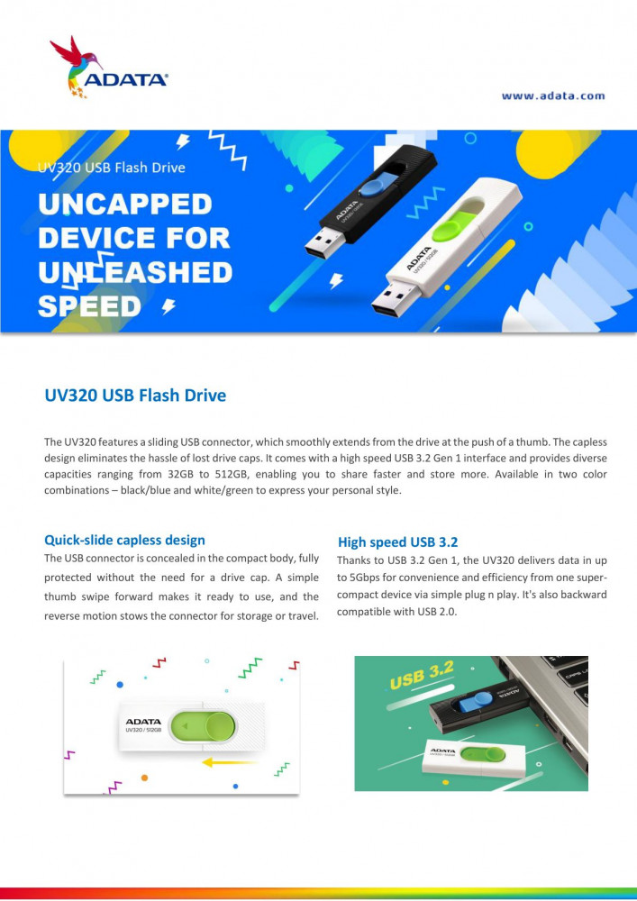 ADATA UV320 product document, page 1