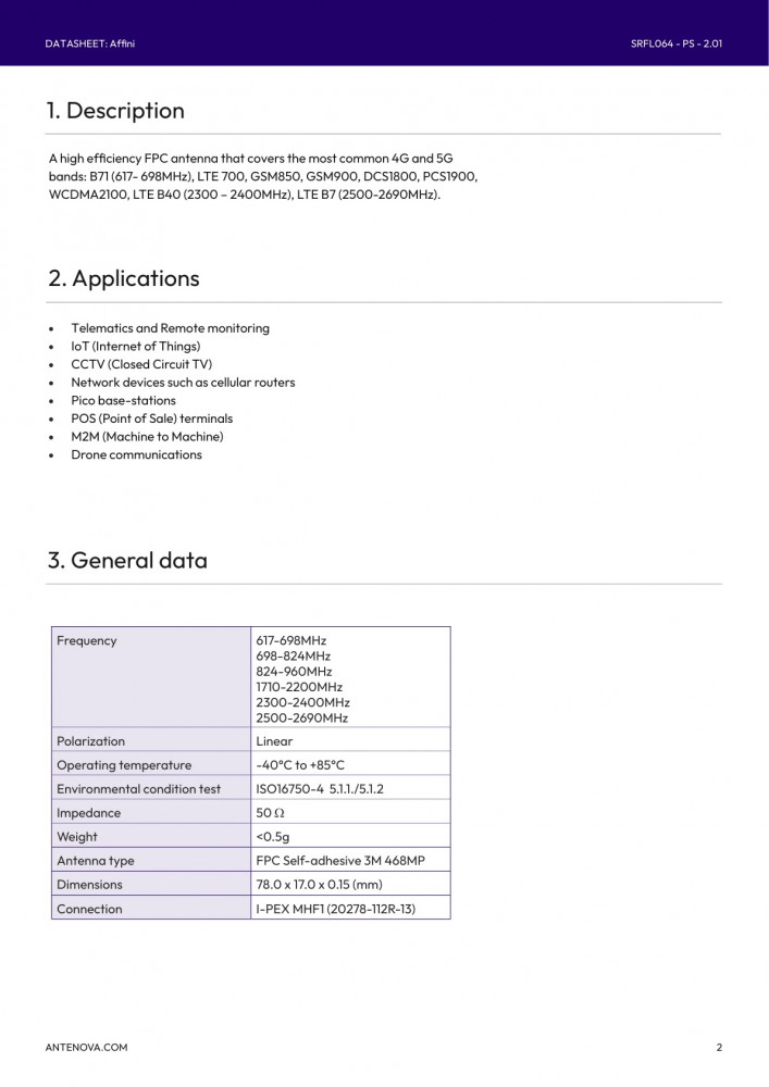 Affini SRFL064 datasheet page 2