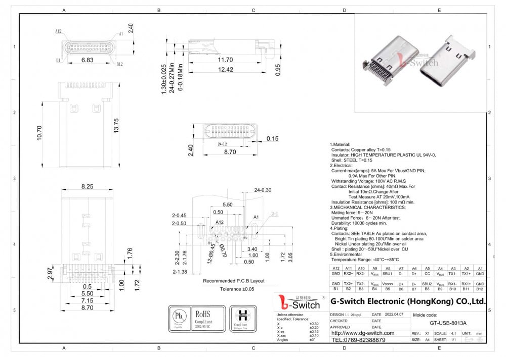 GT-USB-8013A technical document preview