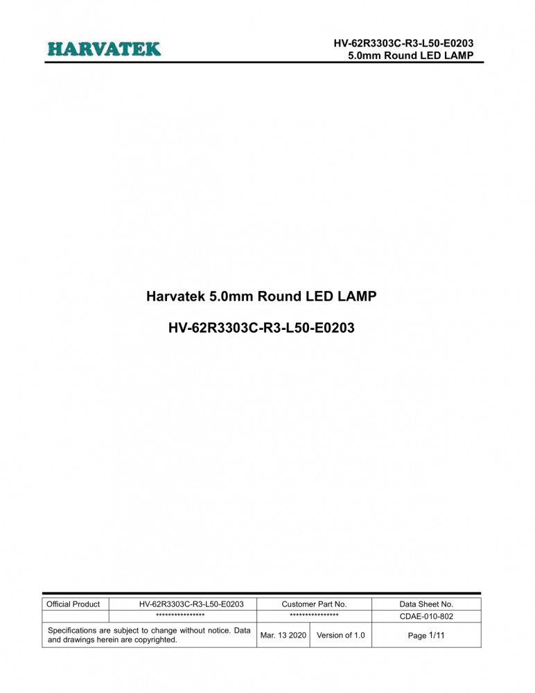 Datasheet page 1