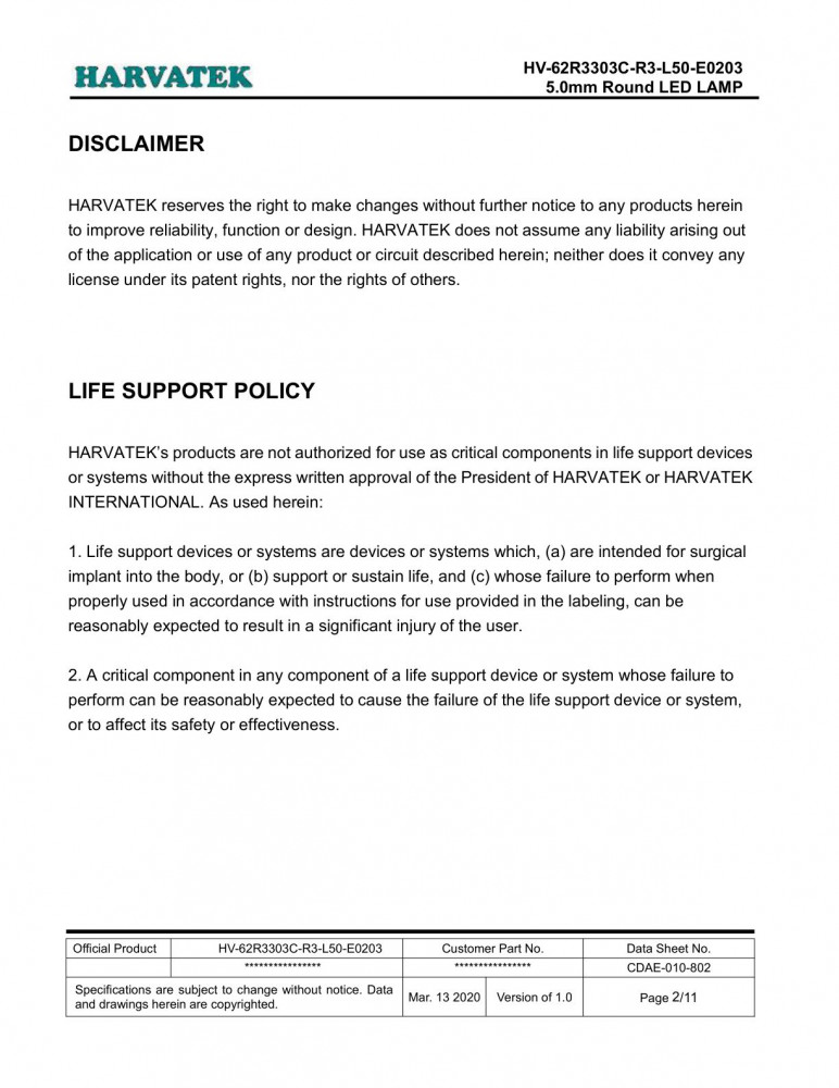 Datasheet page 2