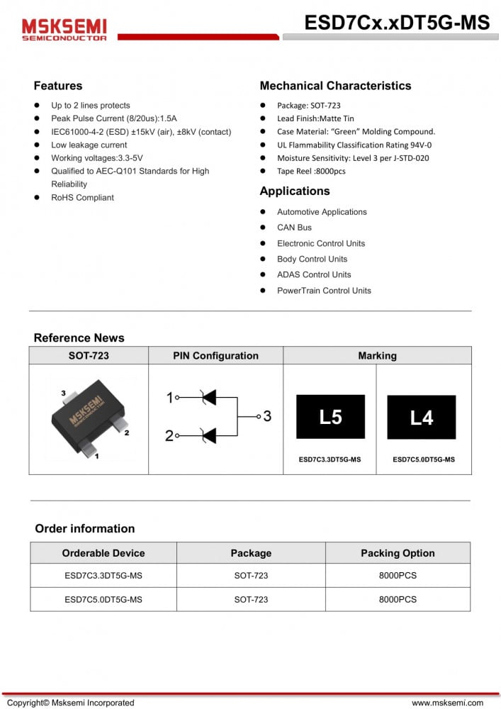 ESD7C3.3DT5G-MS datasheet page 2