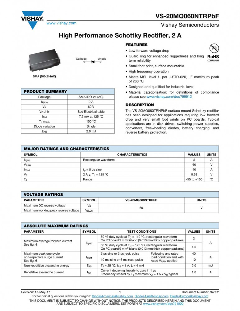 VS-20MQ060NTRPBF datasheet page 1