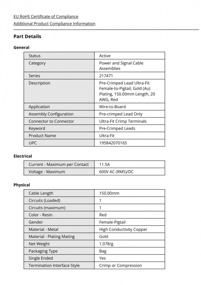 Molex product drawing page 2