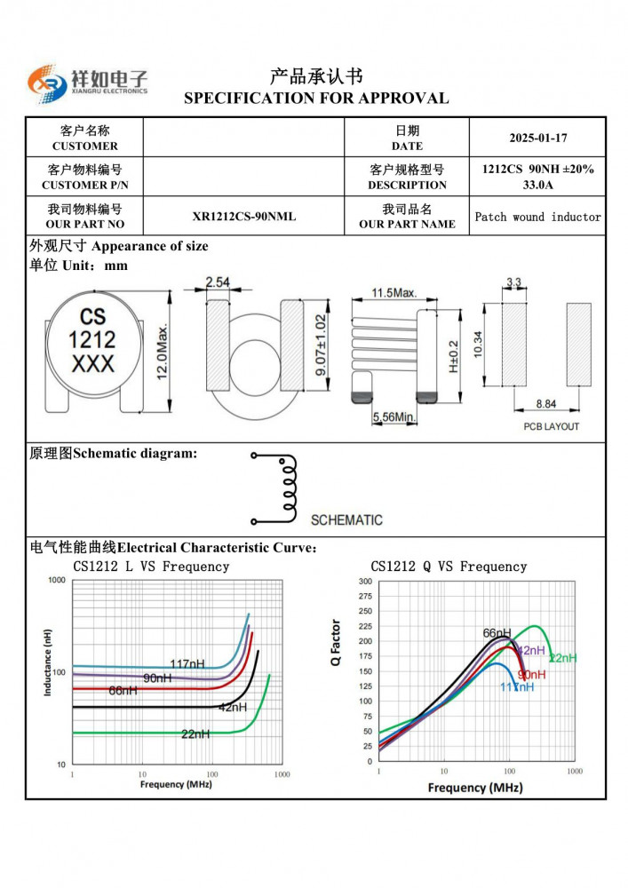 XR1212CS-90NML technical approval document, page 2