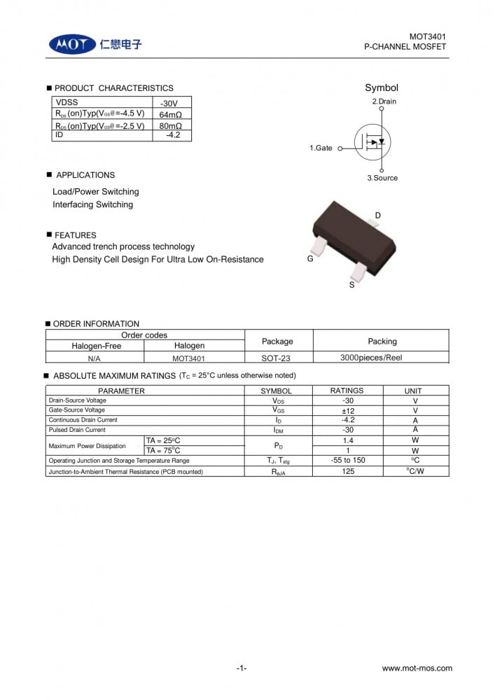 MOT 3401 datasheet page 1