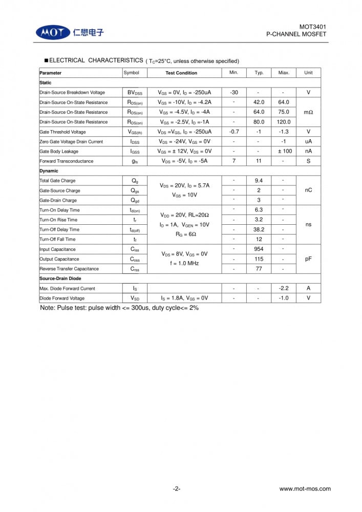 MOT 3401 datasheet page 2