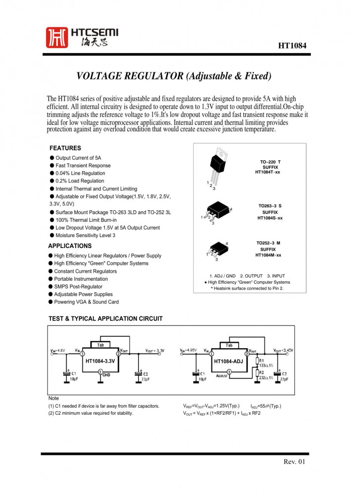 HT1084M-ADJ datasheet page 1