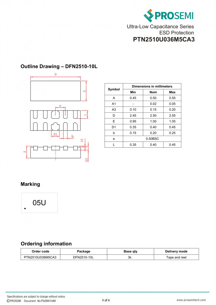 PTN2510U036M5CA3 datasheet page 4