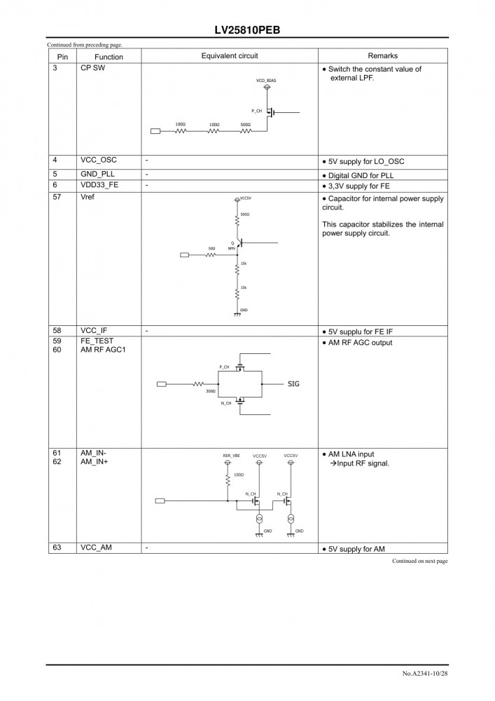 LV25810PEB datasheet preview, page 10