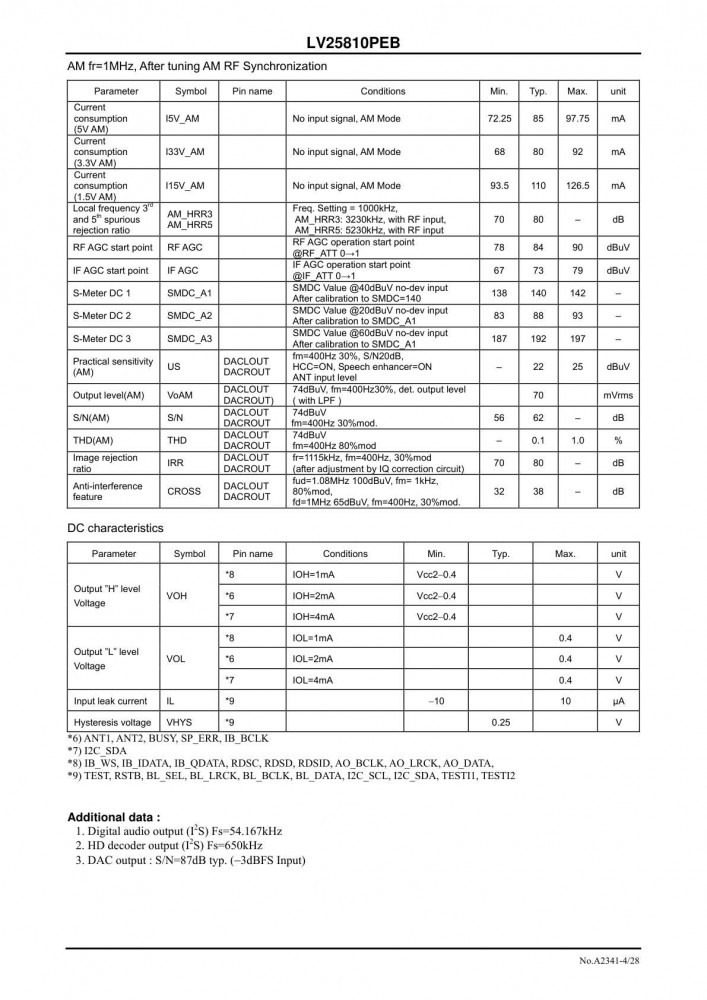 LV25810PEB datasheet preview, page 4