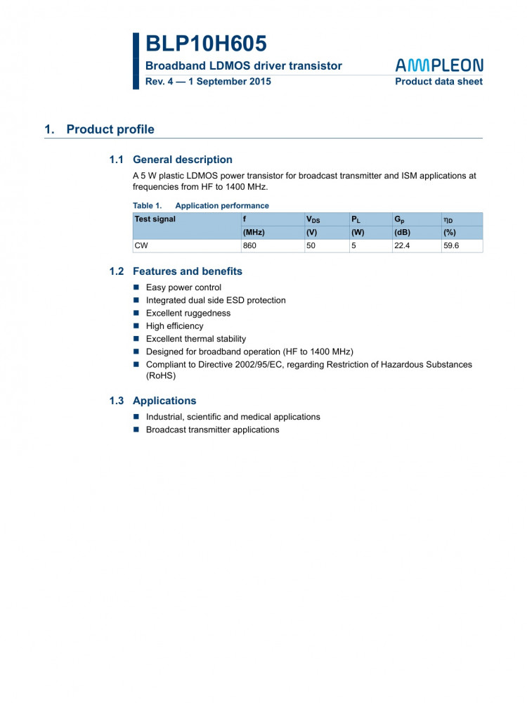 BLP10H605AZ datasheet page 1