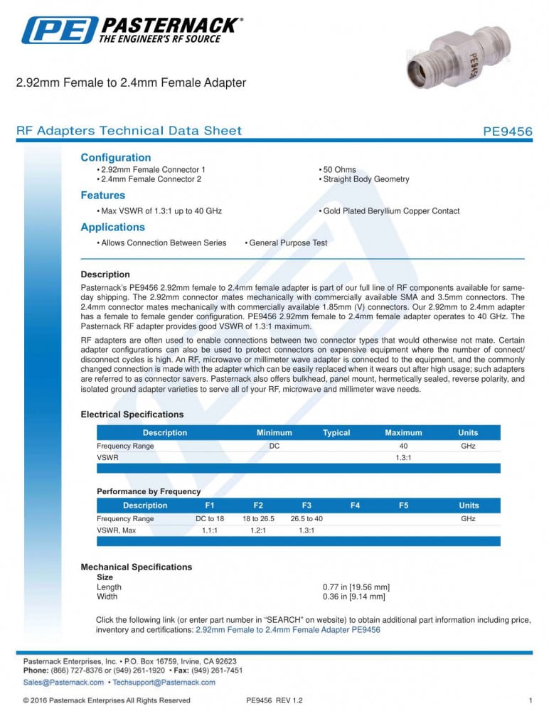 PE9456 technical document page 1